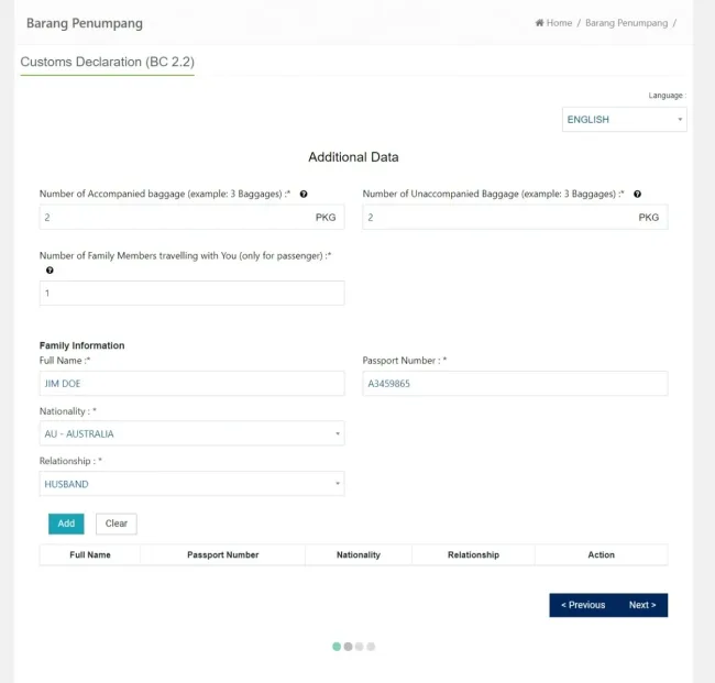 Trinidad Customs Declaration Form