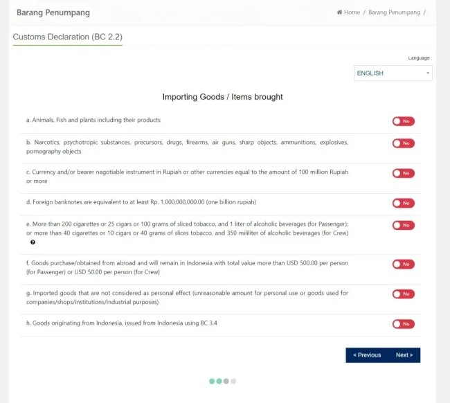 Trinidad Customs Declaration Form